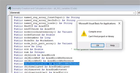 Solved Vba Compile Error Cant Find Project Or Library Autodesk Community