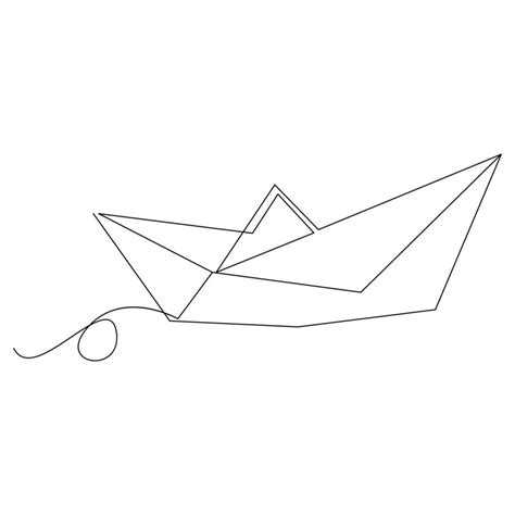 Continuous Paper Boat Single Line Outline Vector Art Drawing And Simple