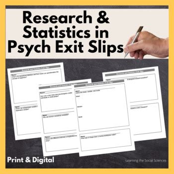 Research Methods Statistics In Psychology Exit Slips Print Digital
