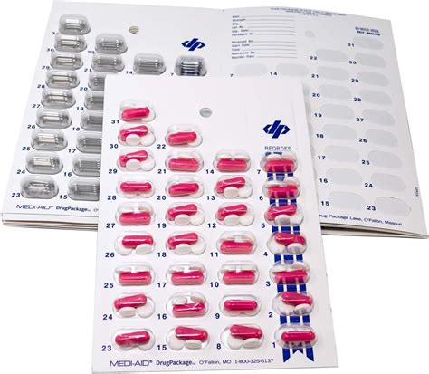 Monthly Cold Seal Medication Blister Pack System Cards One Piece Unit