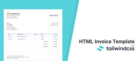 Free Tailwindcss Html Invoice Template Themelizeme