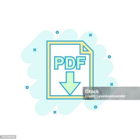 만화는 만화 스타일에서 Pdf 아이콘을 색 Pdf 문서 서명 그림 그림 파일 형식 시작 비즈니스 개념입니다 개념에 대한 스톡