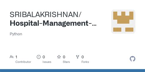 Github Sribalakrishnanhospital Management System Project Python