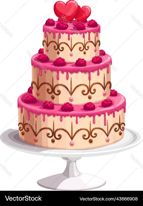 Valentine Day Wedding Cake With Candy Hearts Vector Image