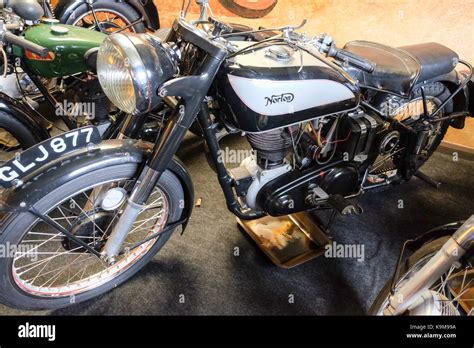 Classic Norton Motorcycle At Transport Museum On Anglesey Wales Stock