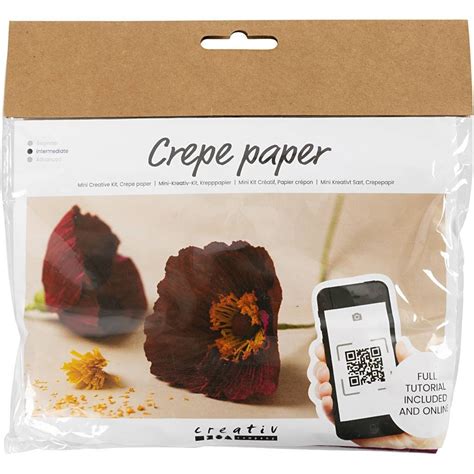 Mini Diy Kit Gör Egna Blommor Av Papper Vallmo Av Crepe Papper