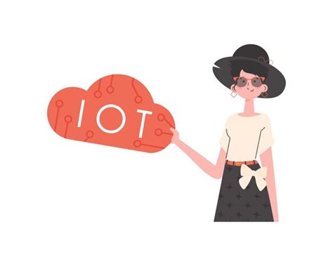 Premium Vector A Woman Holds The Iot Logo In Her Hands Internet Of