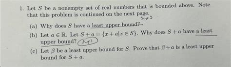 Solved 1 Let S Be A Nonempty Set Of Real Numbers That Is