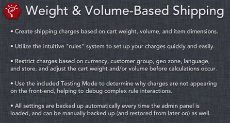 OpenCart OLD Weight Volume Based Shipping