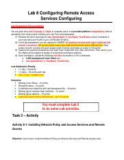 Lab 8 - Activity 2022-H2.docx - Lab 8 Configuring Remote Access ...