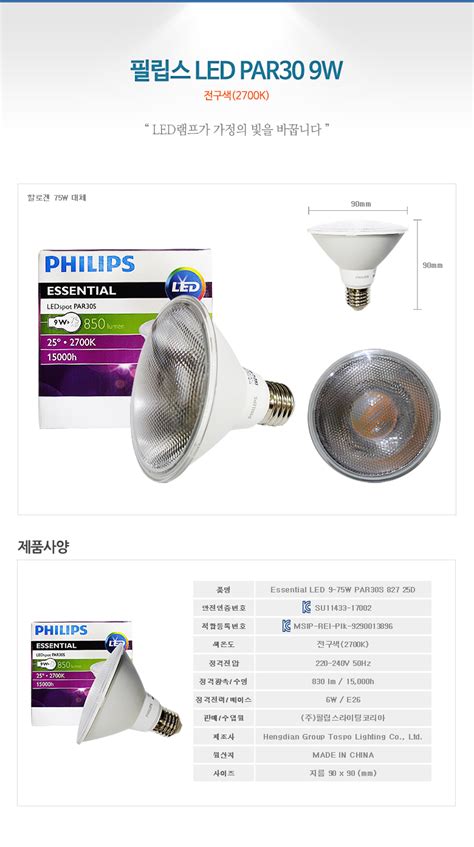 [필립스] Led 할로겐전구 Par30 디지털기기 액세서리 컴퓨터 주변기기 네트워크