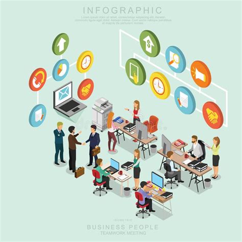 Isometric Business People Teamwork Meeting In Office Share Idea