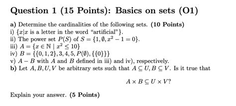solved a determine the cardinalities of the following sets