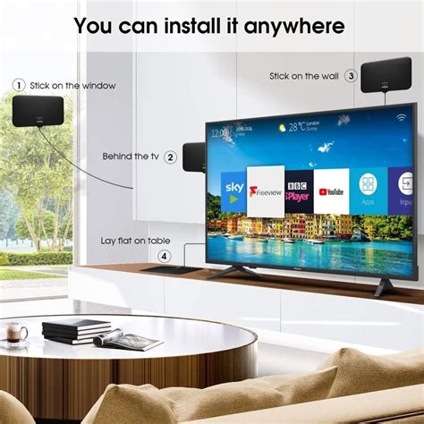 TV Aerial Freeview Indoor TV Aerial 50 Mile Range Amplified Digital TV