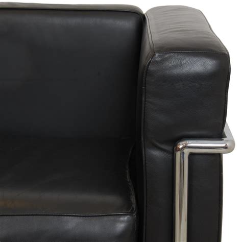 Lc 2 2 Seater Sofa In Black Leather By Le Corbusier For Cassina For