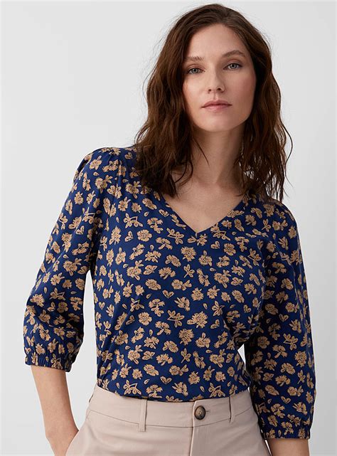 Puff Sleeve Print T Shirt Contemporaine Simons