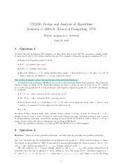 CS WA Solution Pdf CS Design And Analysis Of Algorithms Semester Babe Of