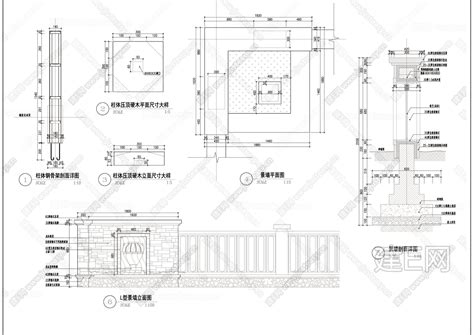 庭院围栏及节点景墙详图 CAD施工图施工图下载 施工图庭院围栏及节点景墙详图 CAD施工图下载 施工图庭院围栏及节点景墙详图 CAD施工图免费