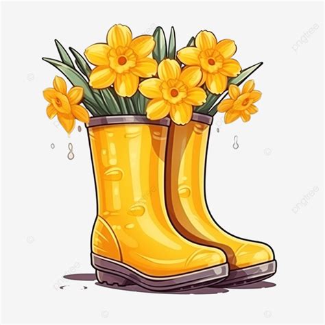 Bota De Goma Con Narcisos Linda Bota De Lluvia Con Plantas De Flores