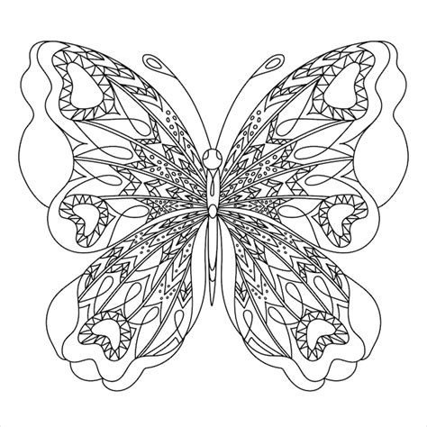 Mariposa Página para colorear en estilo zentangle Vector Premium
