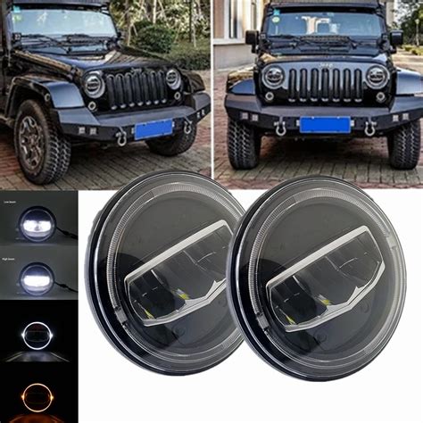 Faros Led De 7 Pulgadas Para Coche Luz De Giro Mbar De Halo Drl Para