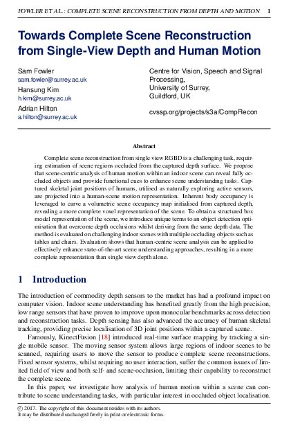 Pdf Towards Complete Scene Reconstruction From Single View Depth And Human Motion