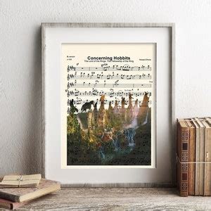 Lord Of The Rings Concerning Hobbits Sheet Music Art Print Etsy