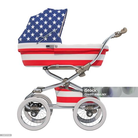 미국 국기 질감 3d 렌더링에 고립 된 흰색 배경와 함께 아기 유모차 임신에 대한 스톡 사진 및 기타 이미지 임신 기 미국 국기 Istock