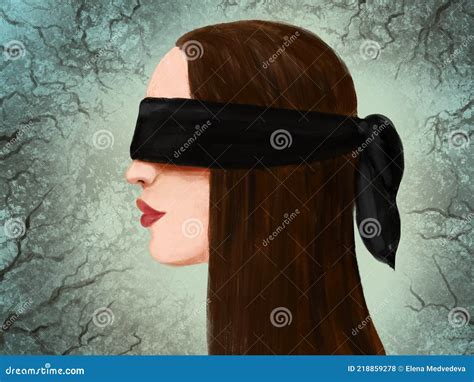 Ilustración De Una Mujer Con Los Ojos Vendados Perfil Femenino Con Una