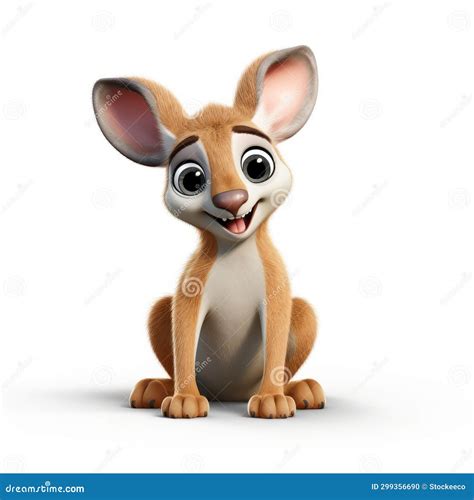 Lively Cartoon Kangaroo Sitting Charming Daz3d Style Character Stock