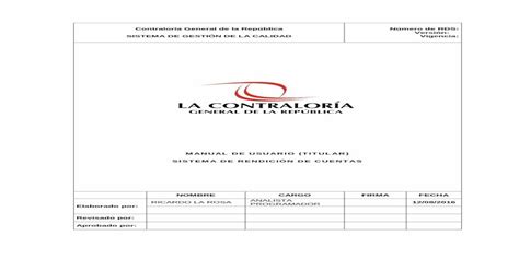 La ContralorÍa Sistema De RendiciÓn De Cuentas 4 5 Ver Informe De