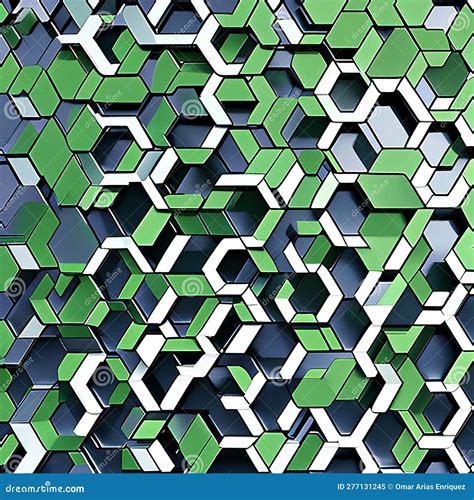 A Repeating Pattern Of Interlocking Hexagons In Shades Of Green And