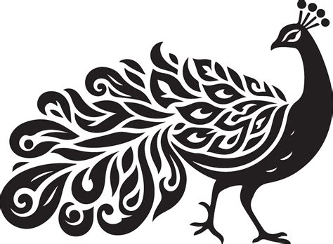 Peacock Silhouette Isolated On A White Background Illustration