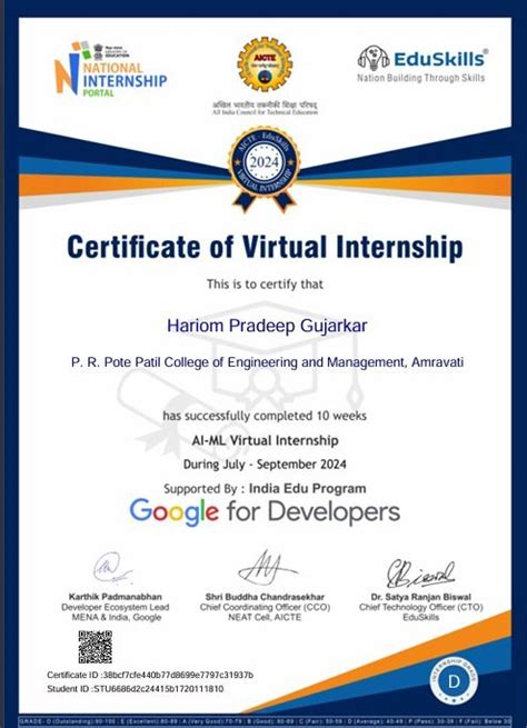 hariom gujarkar on linkedin aicteinternship eduskill