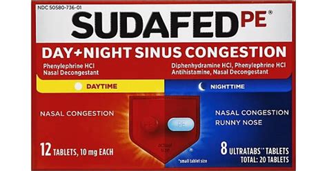 Sudafed Pe Day Night Sinus Congestion 20 Tablet • Price