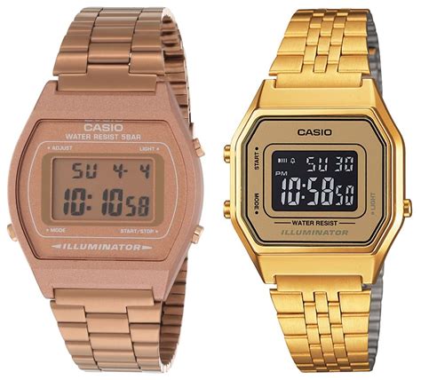 Casio Women Stainless Steel Vintage Series Digital Gold And Rose Gold