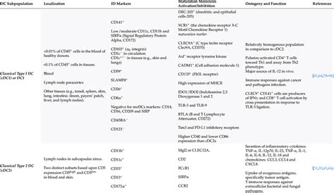 Described Functions Of Dc Subpopulations In Normal Conditions Download Scientific Diagram