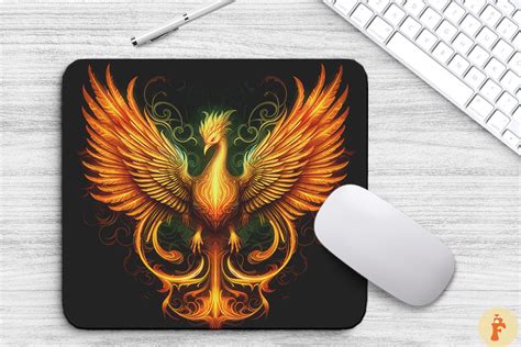 Beautiful Golden Phoenix Mouse Pad By Mulew Art Thehungryjpeg