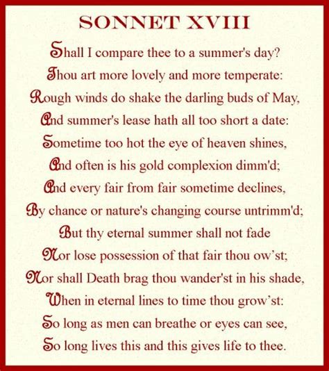 William Shakespeare Sonnet 18