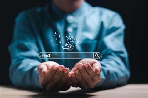 Premium Photo Ai Tech Concept Businessman With Ai Search Engine Bar