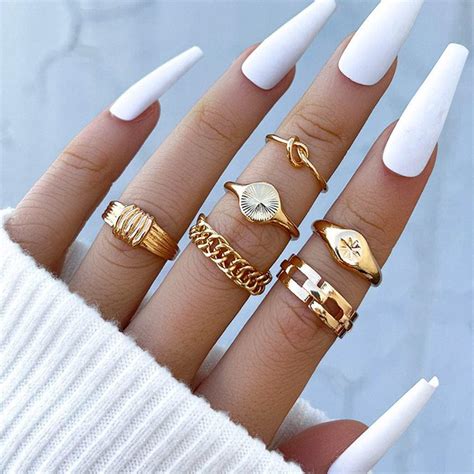 Aukmla Boho Knuckle Rings Set Gold Celtic Knot Stackable Finger Rings