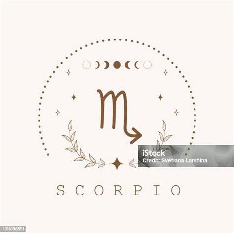 전갈자리 보헤미안 스타일의 조디악 사인 흰색 배경에 격리 된 점성술 아이콘 신비와 난해 별자리 로고 벡터 일러스트레이션 영적 타로 카드 전갈자리에 대한 스톡 벡터 아트 및