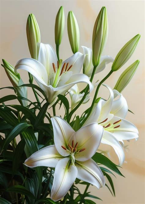 Elegant White Lily Floral Arrangement Poster Picture Metal Print