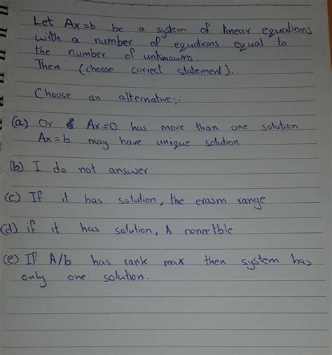 solved let ax b be a system of linear equations with number