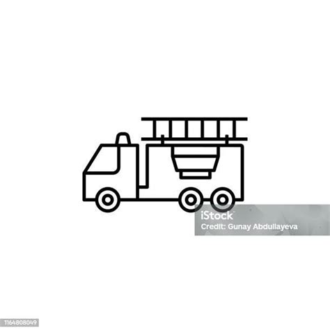 消防車圖示消防員圖示的元素用於網站設計和開發應用開發的細線圖示向量圖形及更多交通方式圖片 交通方式 側視 協助 Istock