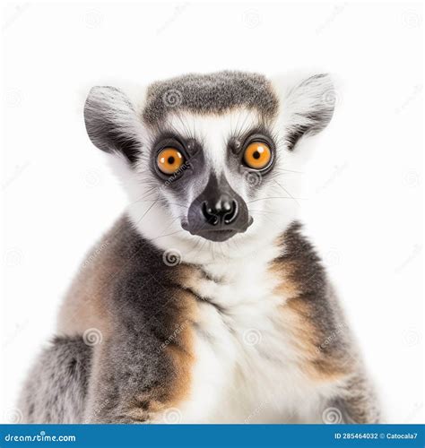 Madagascar Lemur Lemur Catta Close Up Isolated On White Royalty Free