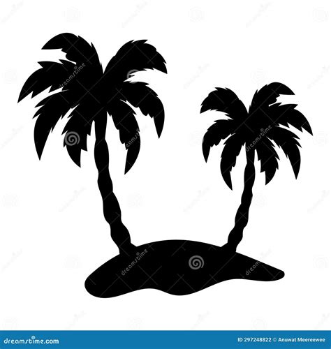 Coconut Tree Silhouette Summer Sunset Sea Design Stock Vector