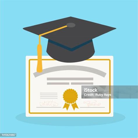 Diploma Dan Topi Wisuda Ilustrasi Vektor Ilustrasi Stok Unduh Gambar