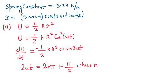 solved a cart attached to a spring with constant 3 24 n m vibrates such that its position is