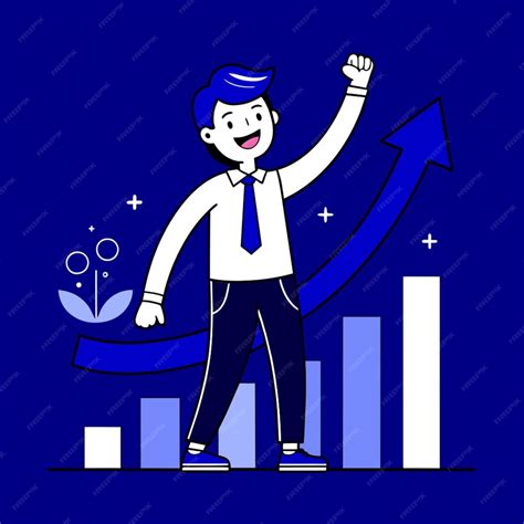 Happy Person Showing High Performance Graph Vector Illustration